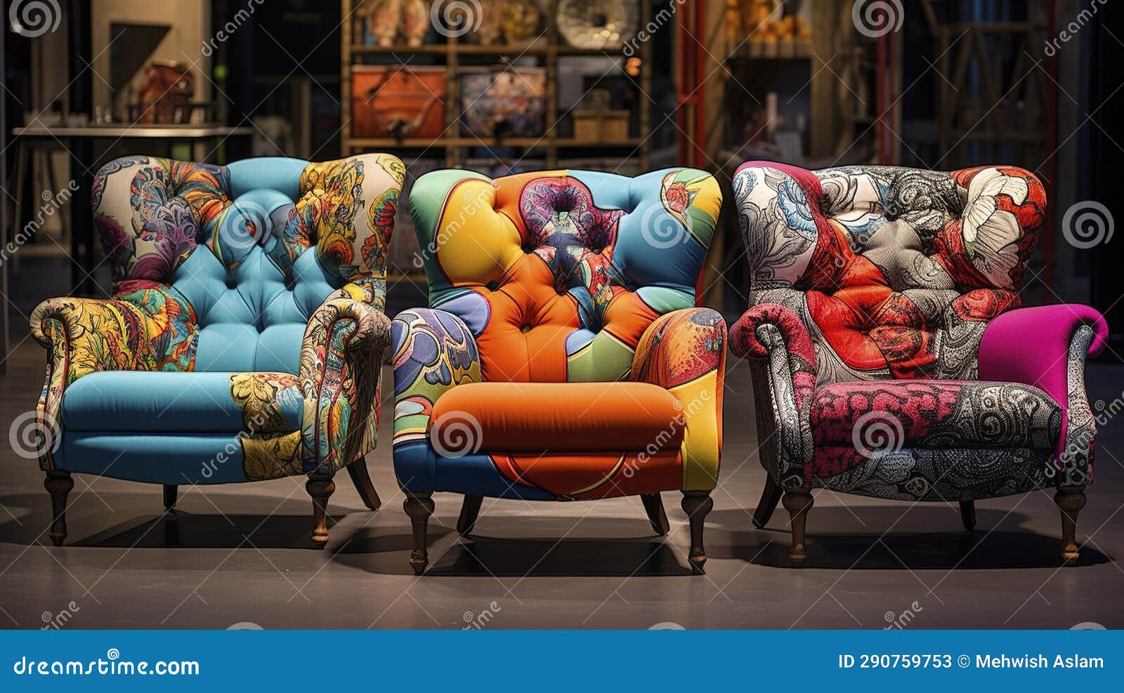 A Photo of a Eclectic Accent Chairs Stock Illustration - Illustration ...