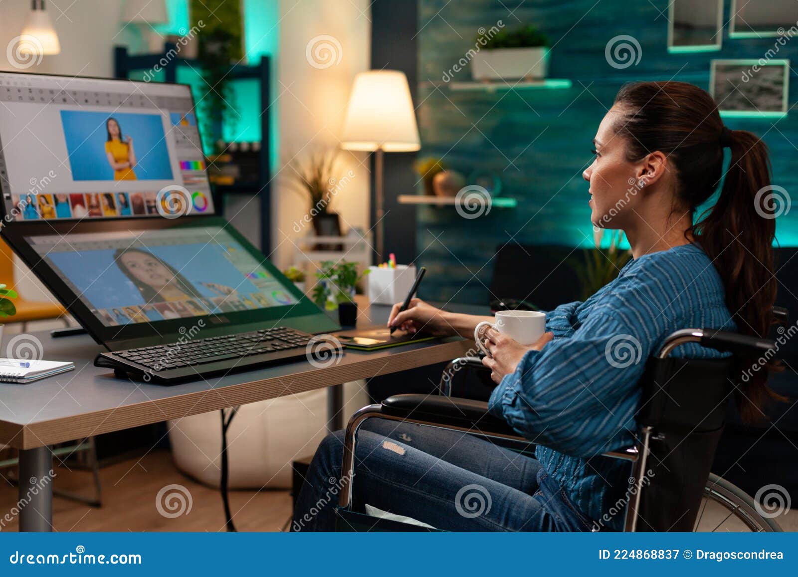 Photo Editing Software Expert Retouching Work at Desk Stock Image ...
