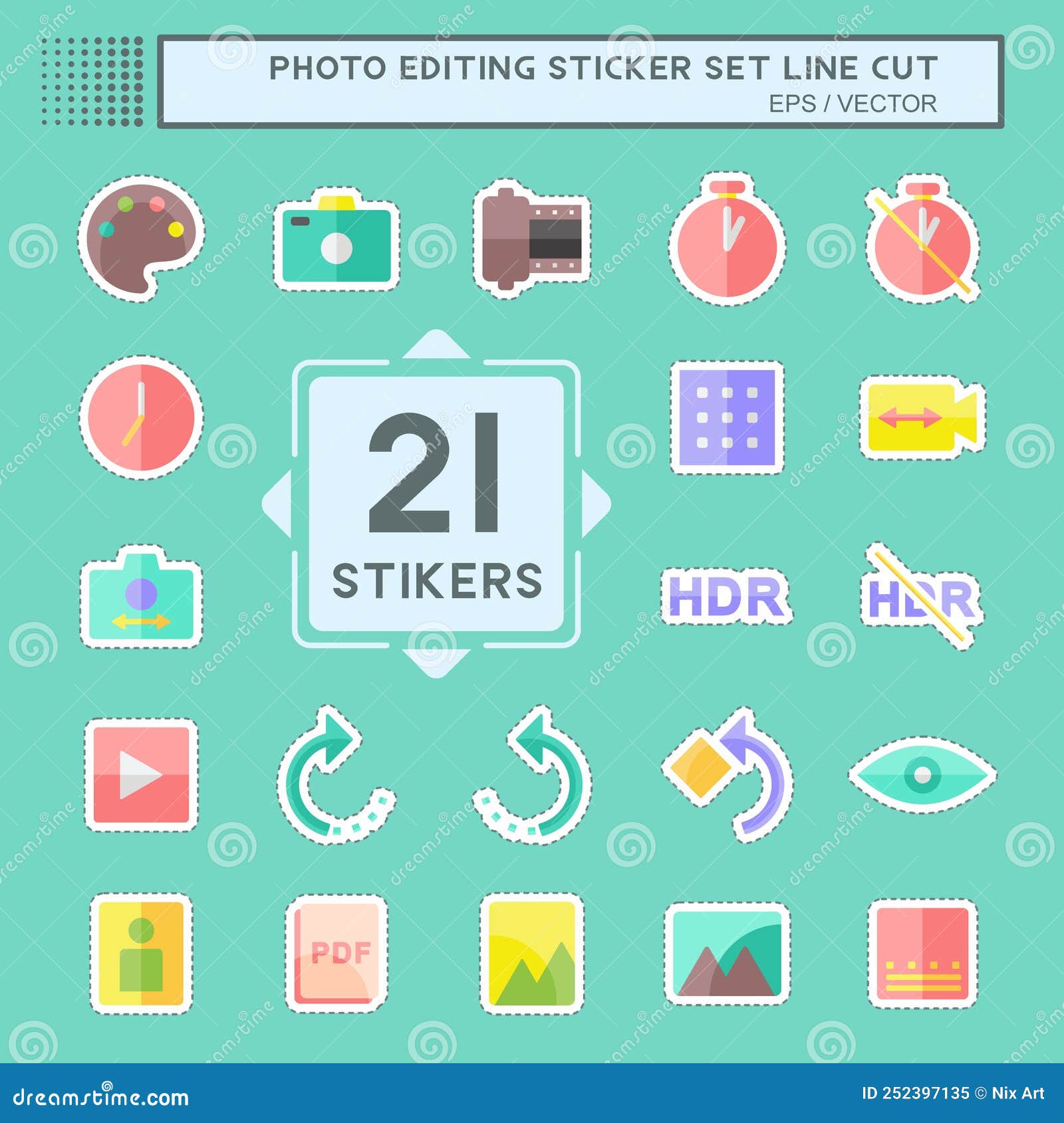 Photo Editing Sticker Line Cut Set. Suitable for Web Interface Symbol ...