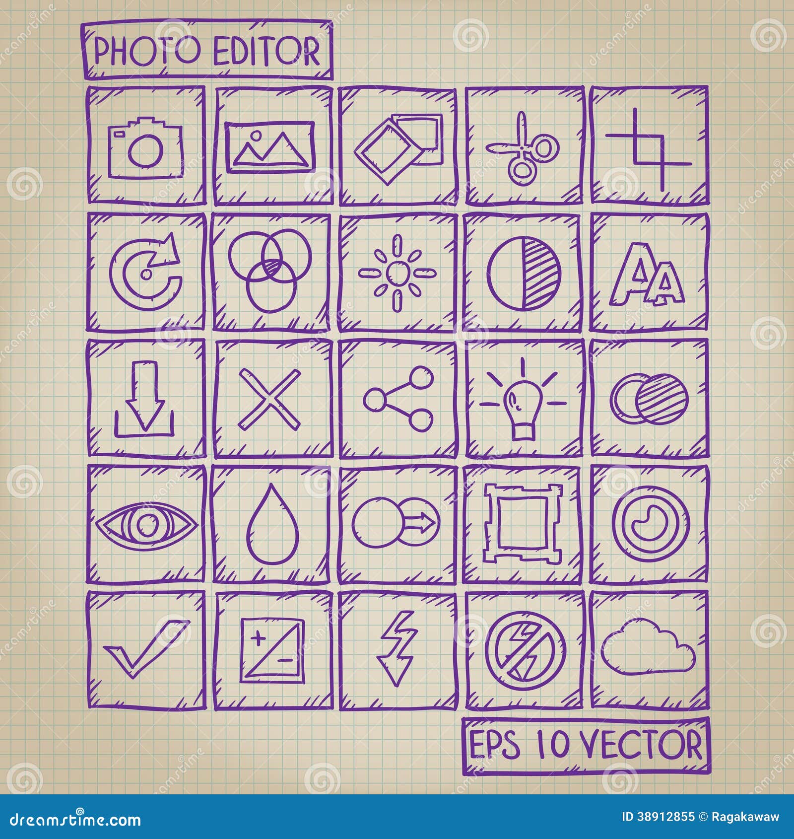 Photo Editor Icon Doodle Set Stock Vector - Illustration of ...