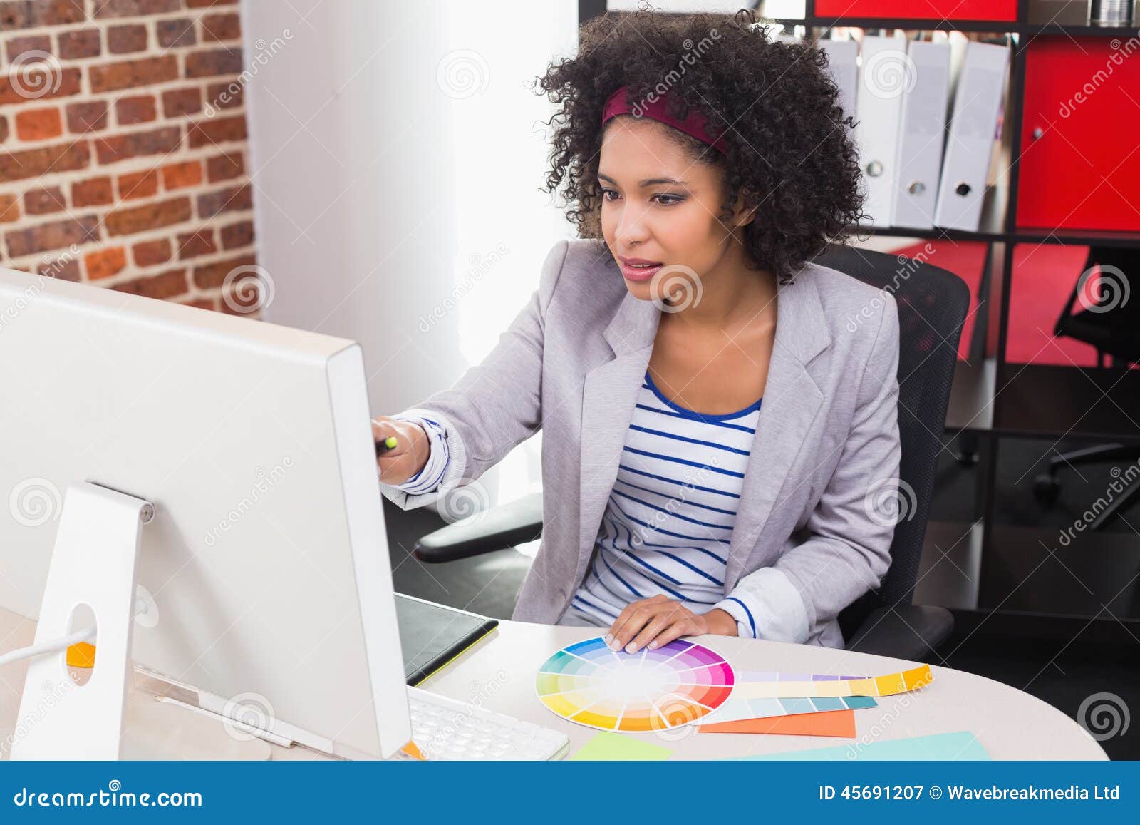 Photo Editor Using Computer in Office Stock Image - Image of mixedrace ...