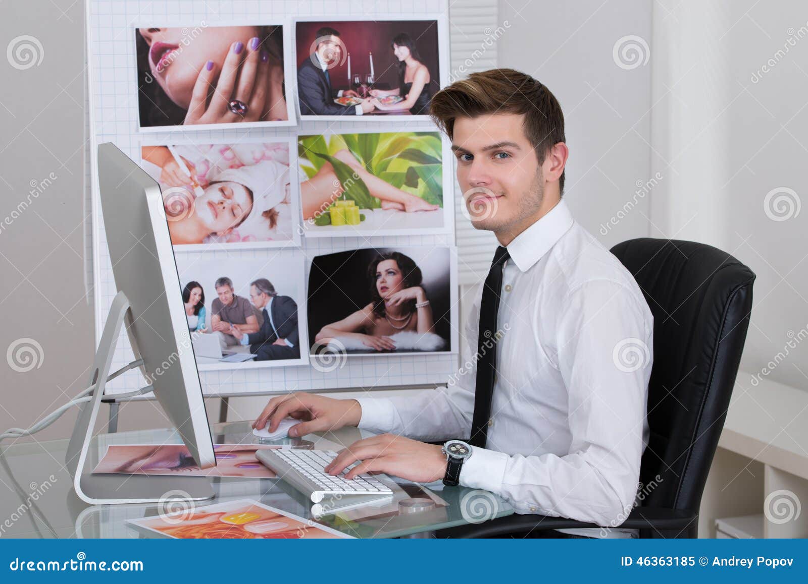 Photo Editor Using Laptop at Desk Stock Image - Image of caucasian ...
