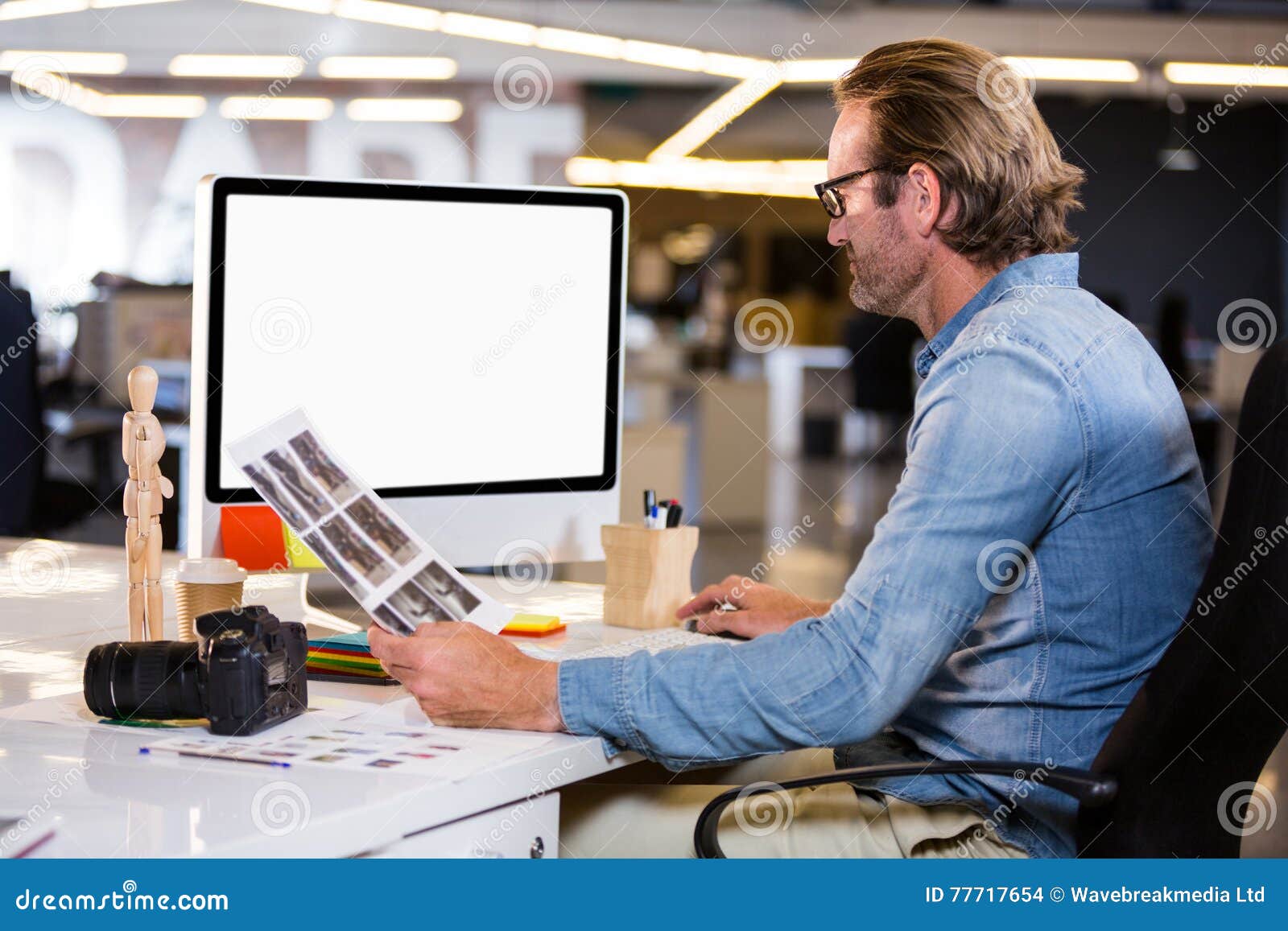 Photo Editor Working on Computer Stock Photo - Image of indoors ...