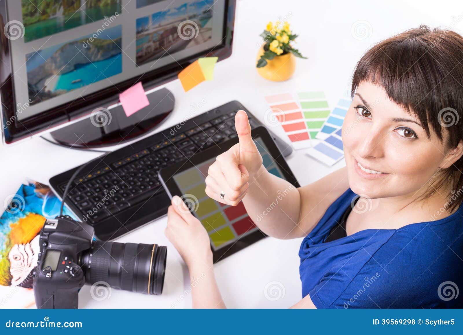 Photo Editor Working on Computer. Stock Photo - Image of computer ...