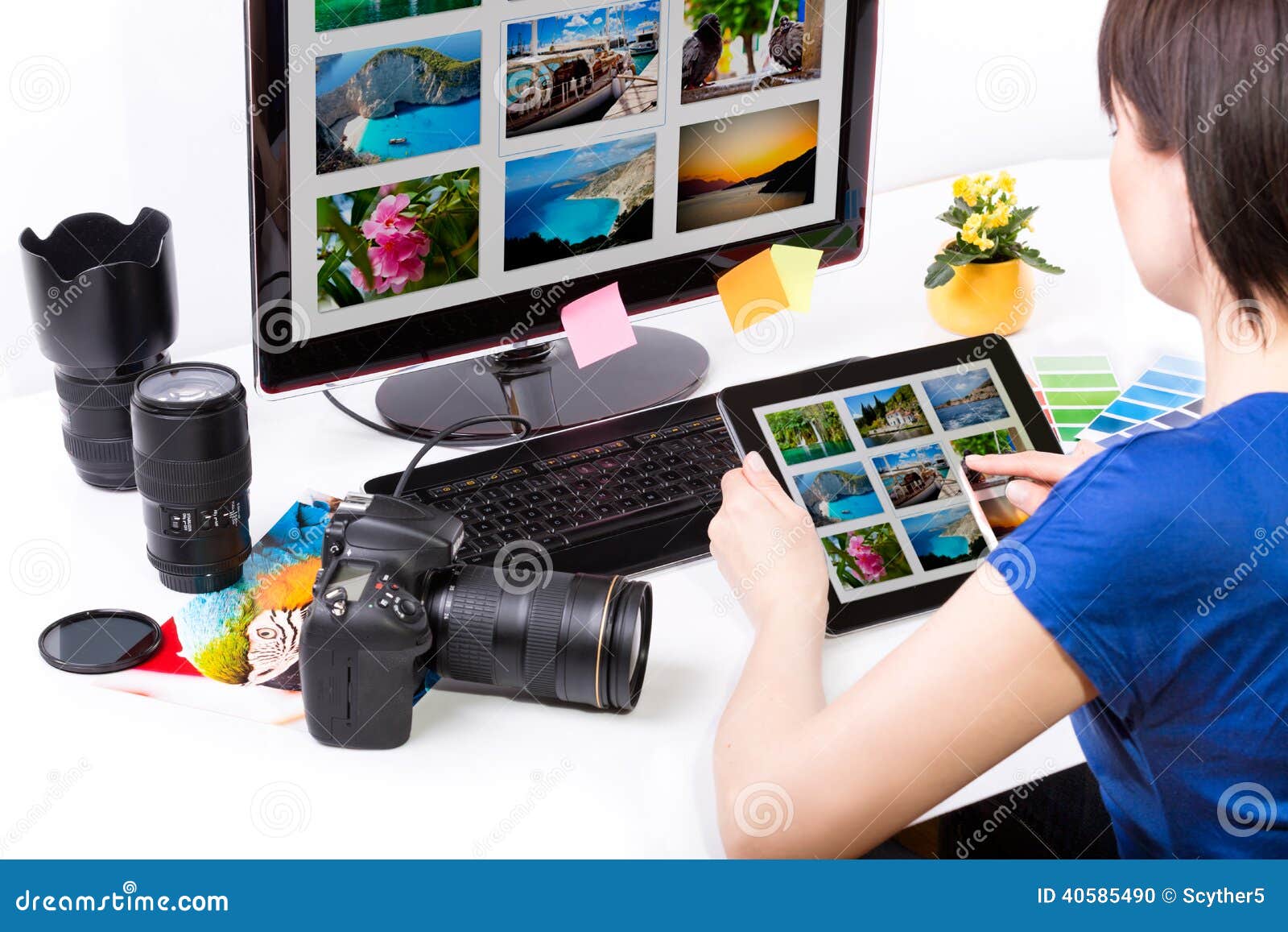 Photo Editor Working on Computer. Stock Photo - Image of electronic ...