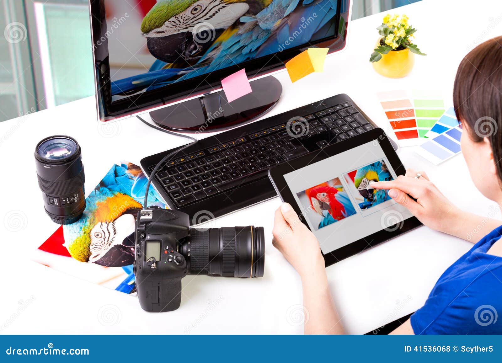 Photo Editor Working on Computer. Stock Photo - Image of design, cool ...