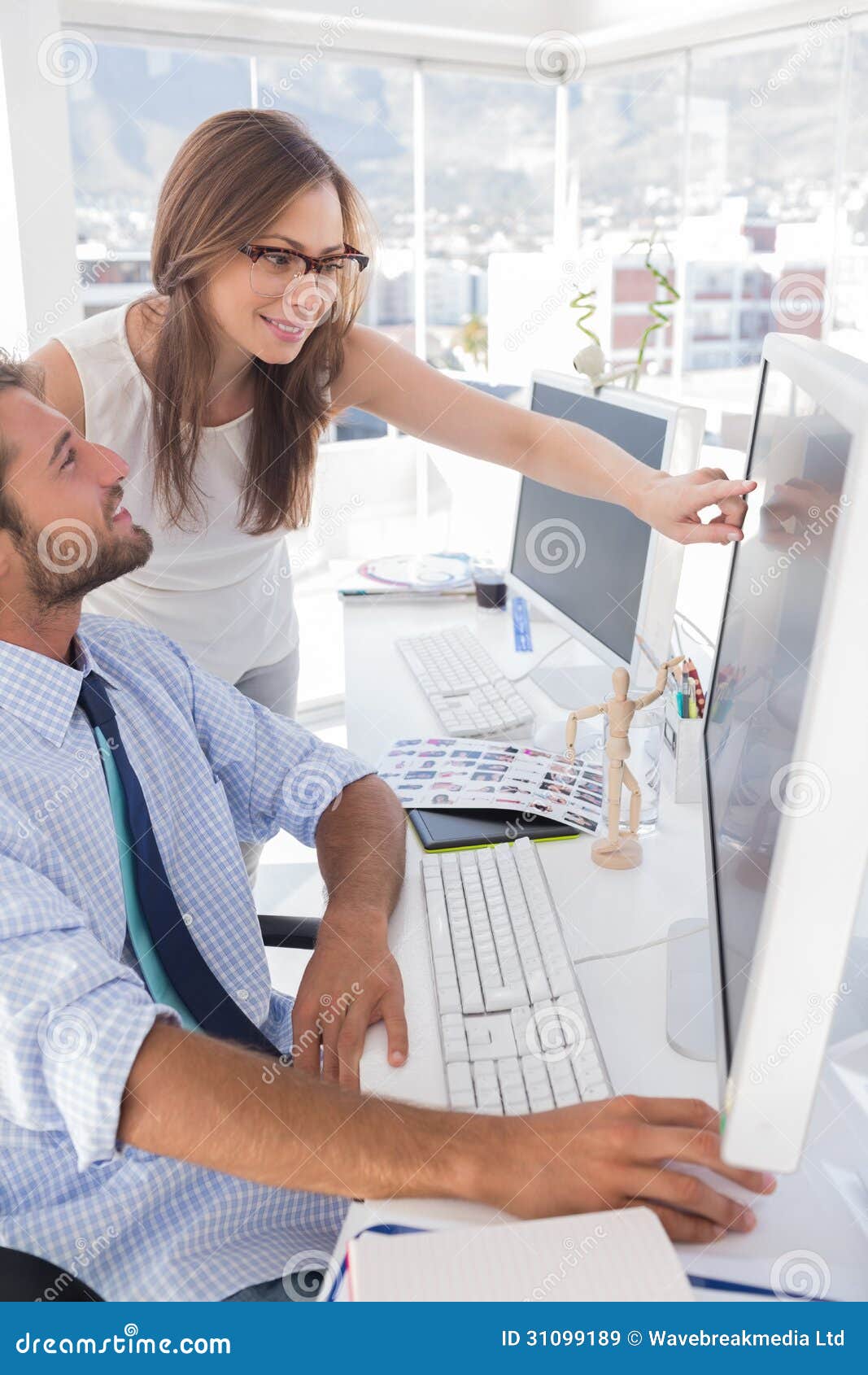 Photo Editors Looking at Computer Screen Stock Image - Image of holding ...