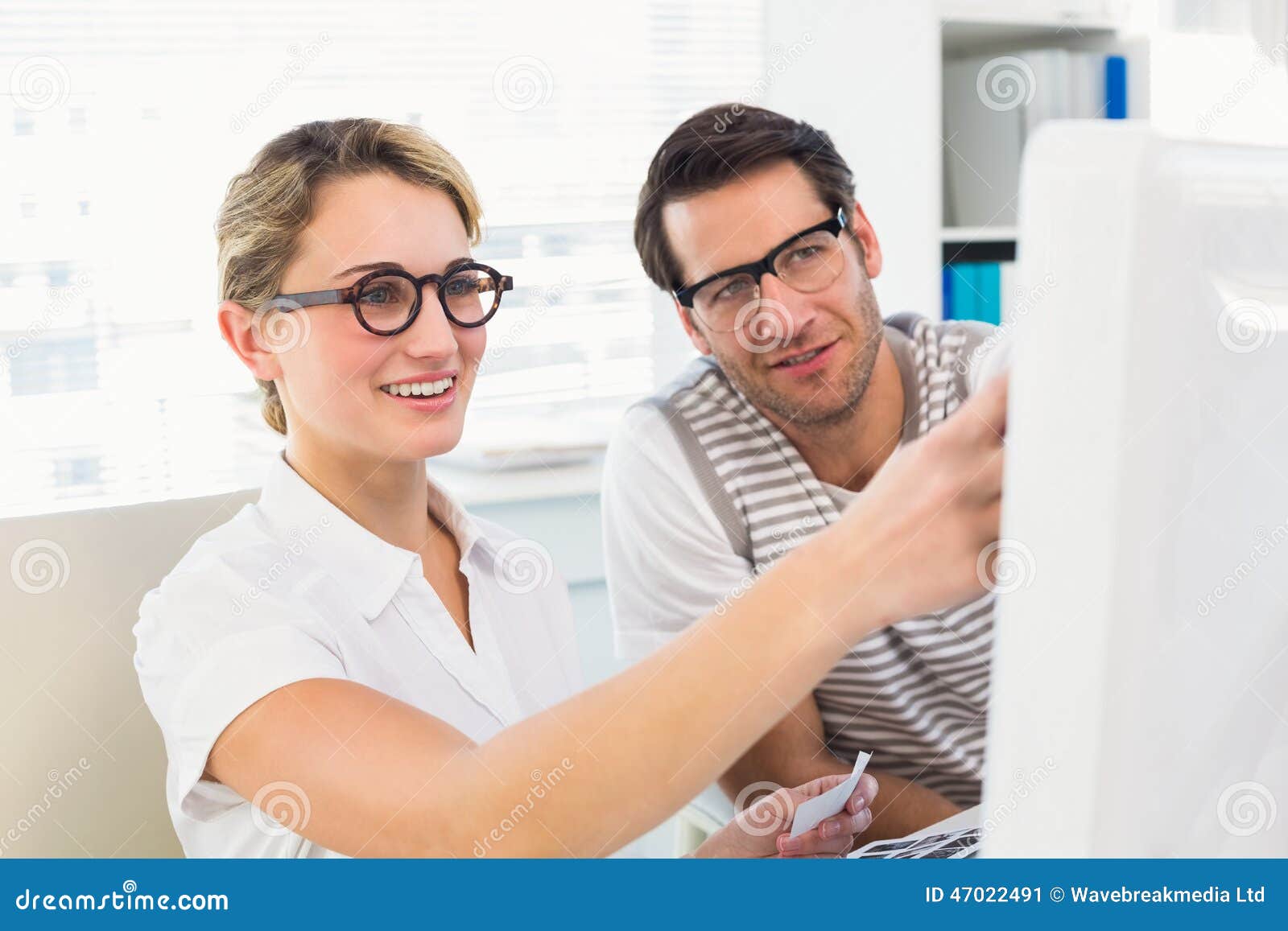 Photo Editors Looking at Computer Screen Stock Image - Image of fair ...