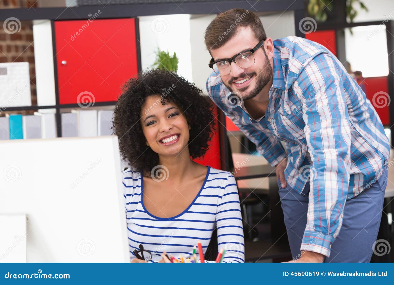 Photo Editors Using Computer in Office Stock Image - Image of people ...