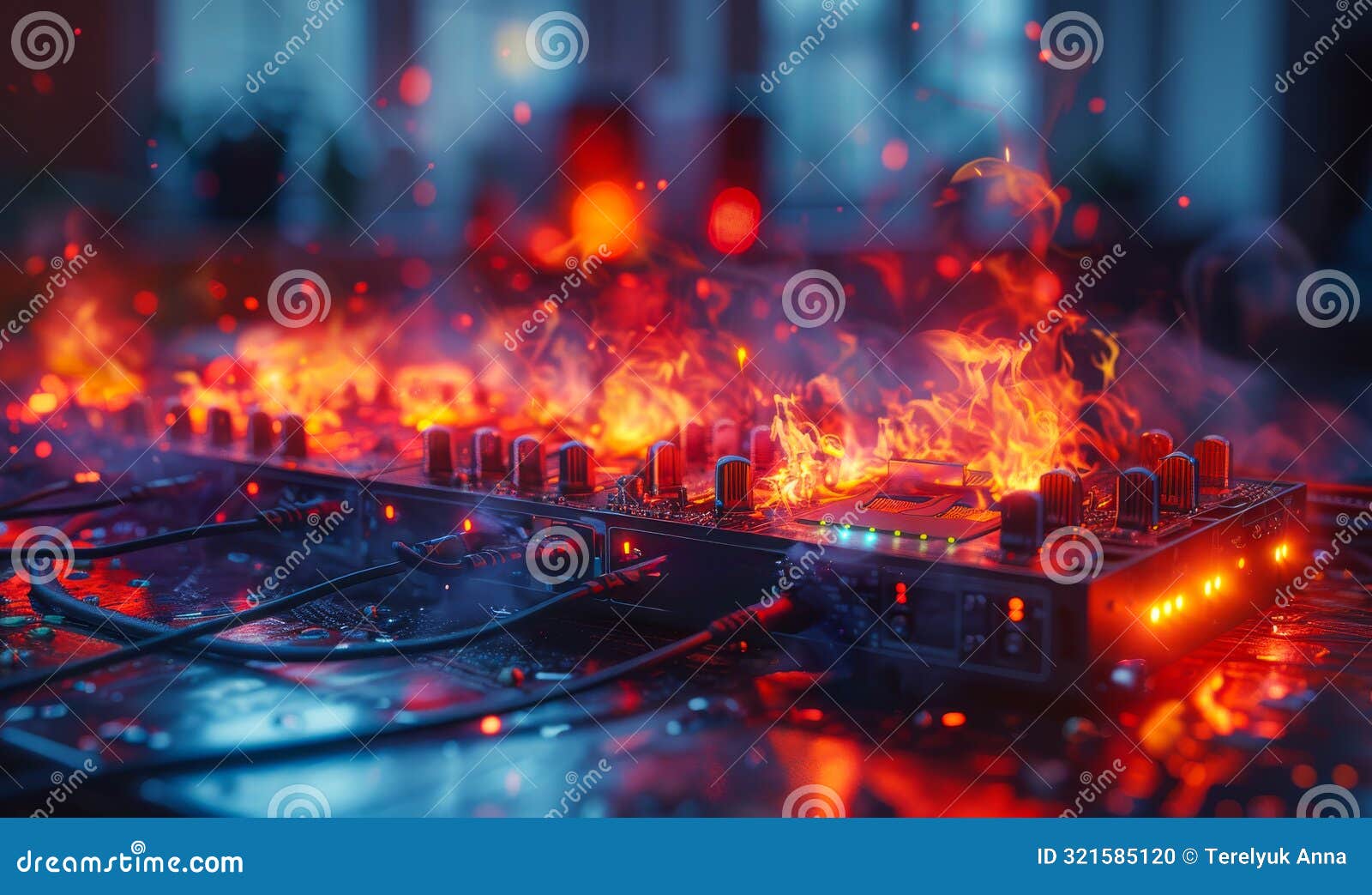 A Photo of an Electrical Fire Breaking Out from the Power Strip on ...