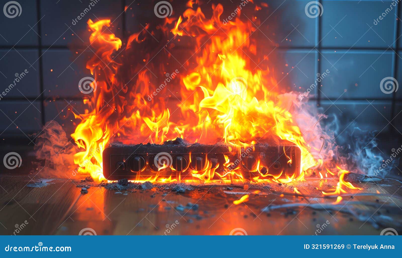 A Photo of an Electrical Fire Breaking Out from the Power Strip on ...