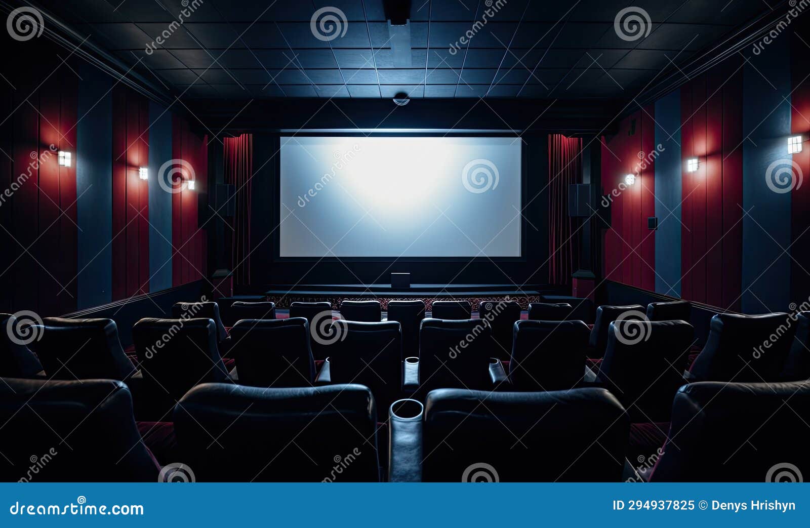 Photo of an Empty Movie Theater with a Large Screen Stock Illustration ...