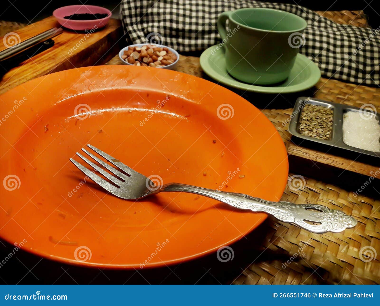 Photo of Empty Plates of Food on the Table after Dinner Stock Photo ...