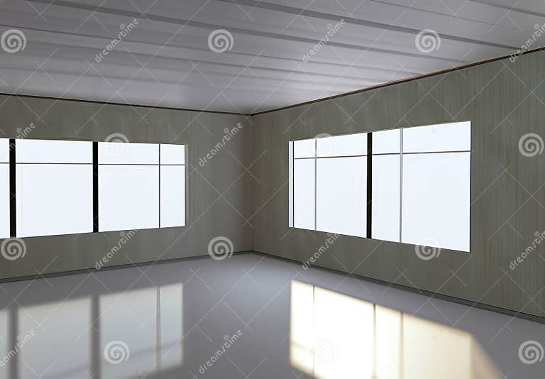 Photo Empty Room with Windows , 3D Random Stock Illustration ...