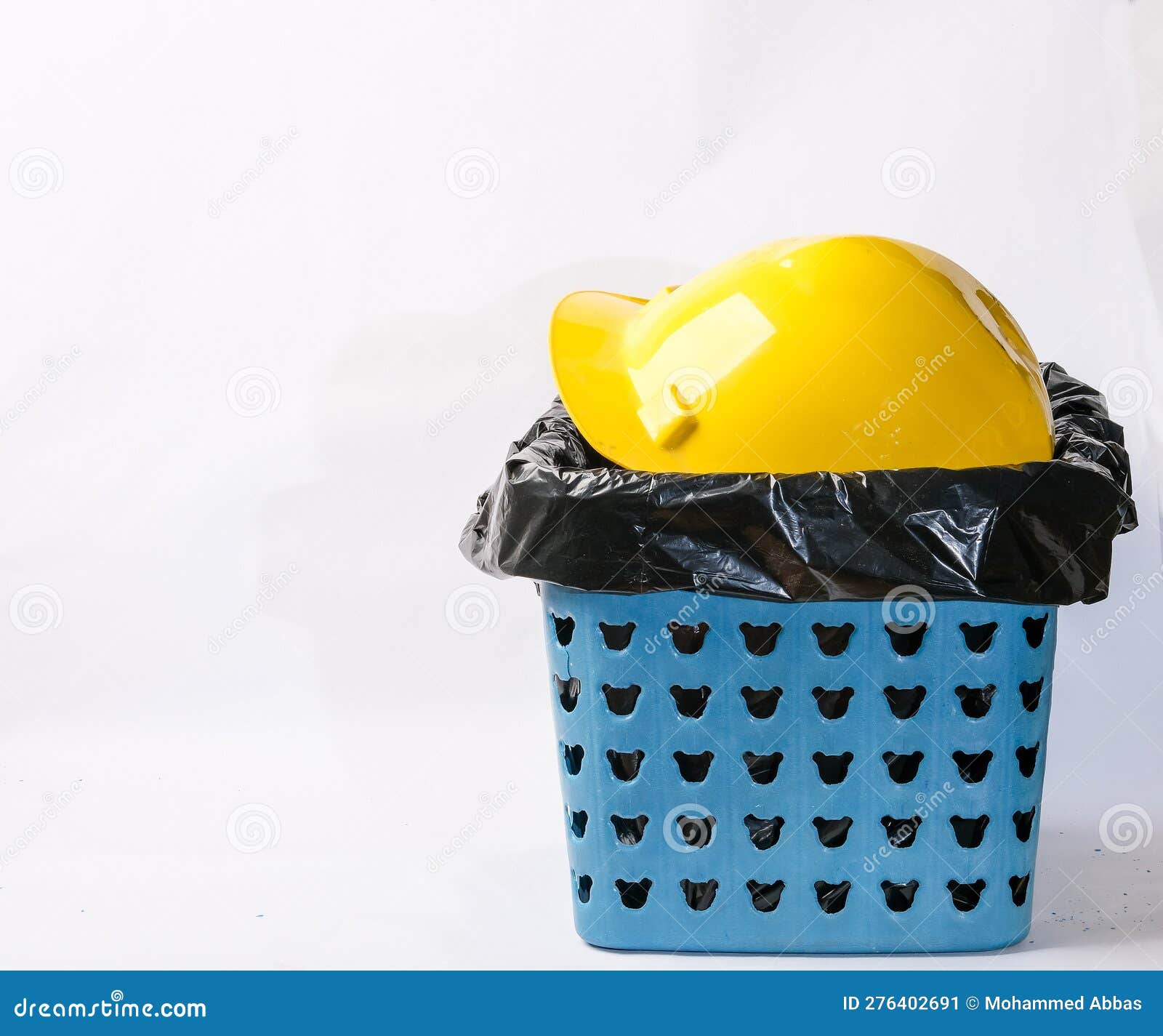 Engineer Helmet in a Plastic Trash Bin Stock Image - Image of ...