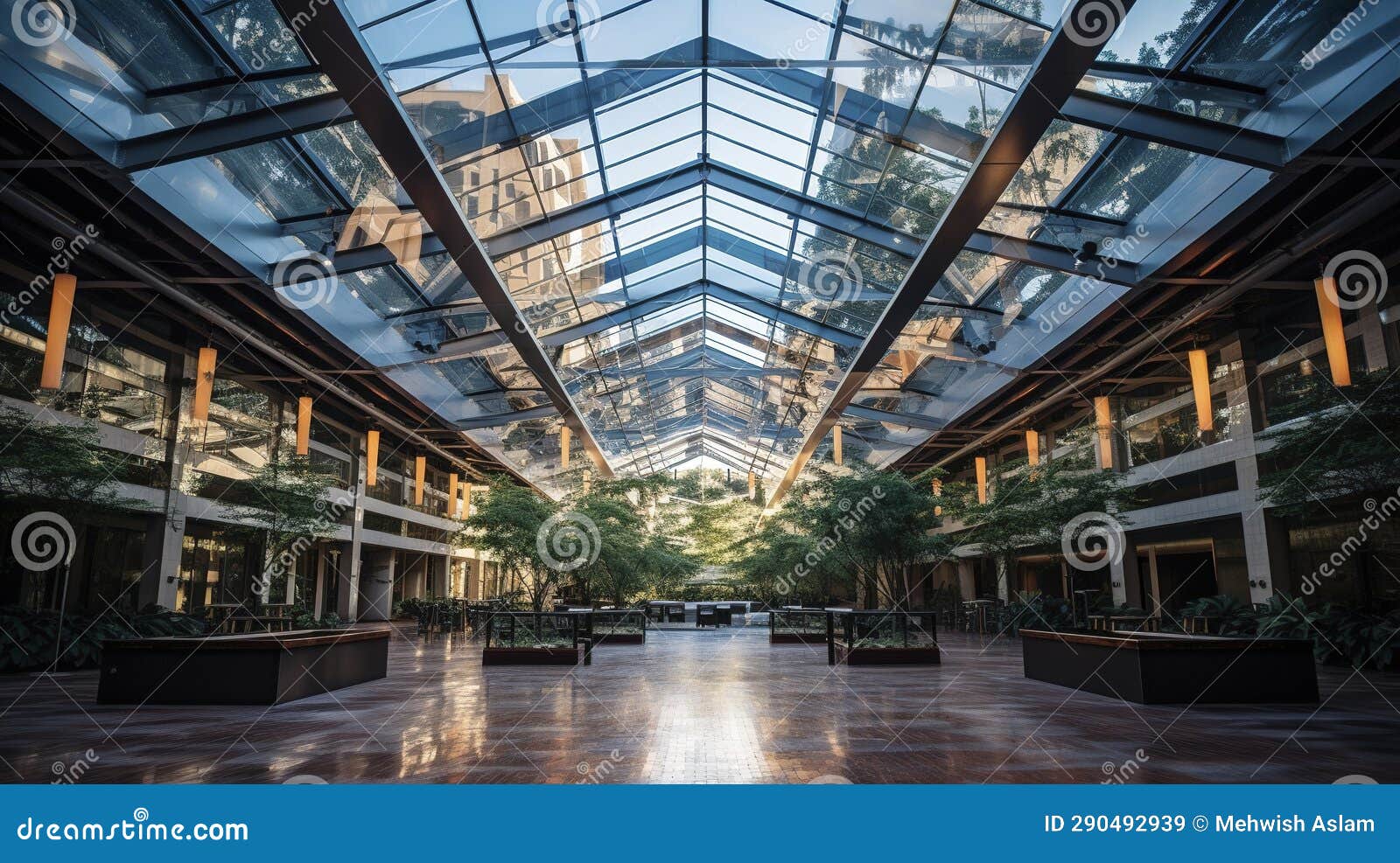 A Photo of an Event Venue Atrium with Glass Ceiling Stock Illustration ...
