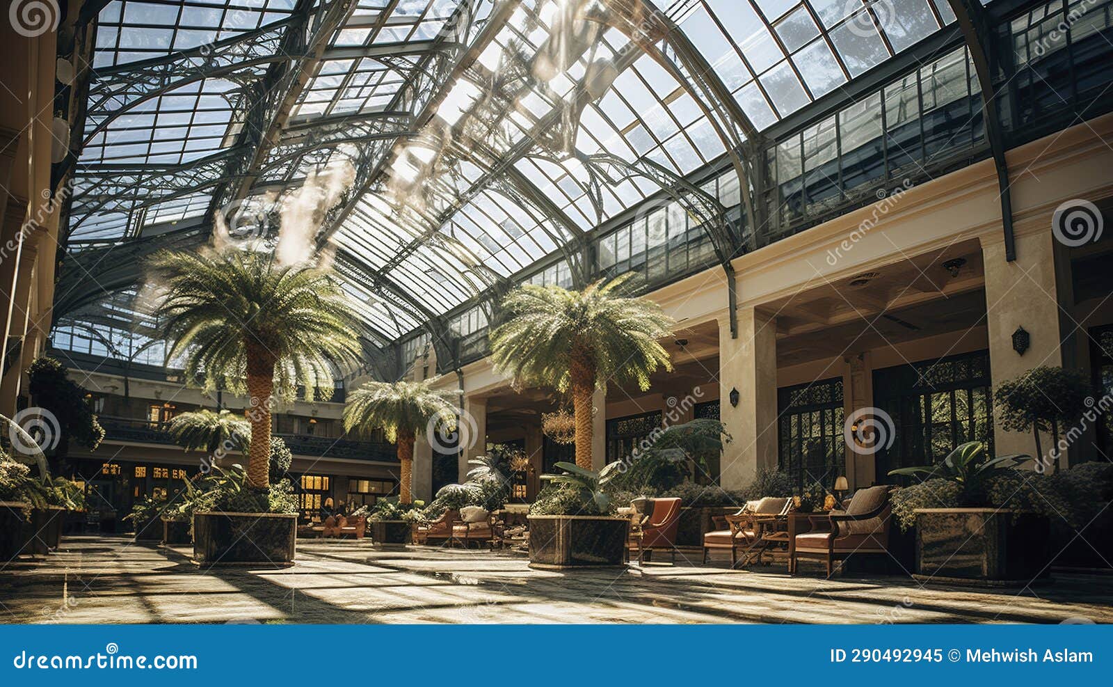 A Photo of an Event Venue Atrium with Glass Ceiling Stock Illustration ...