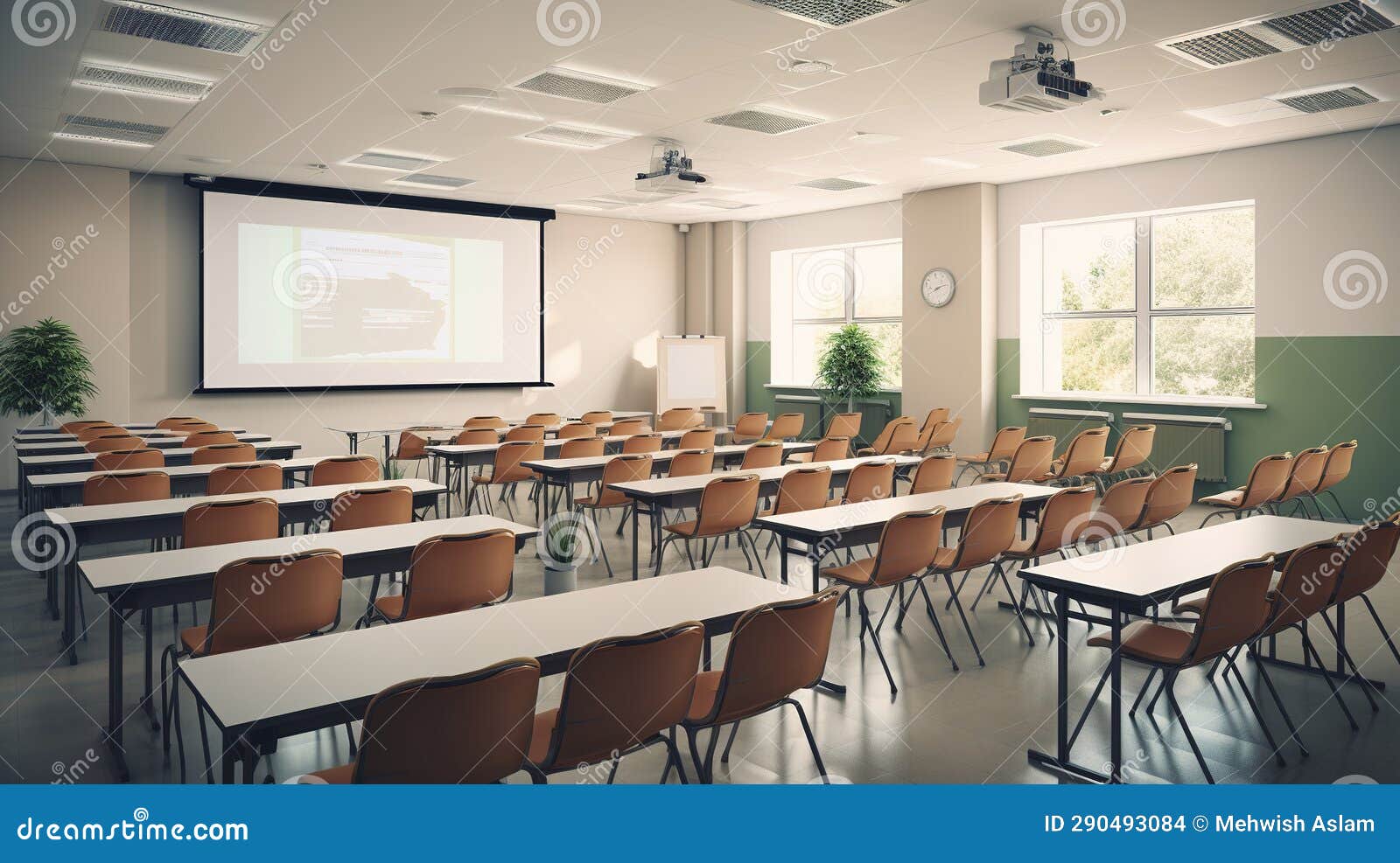 A Photo of an Event Venue Conference Hall with Classroom Setup Stock ...