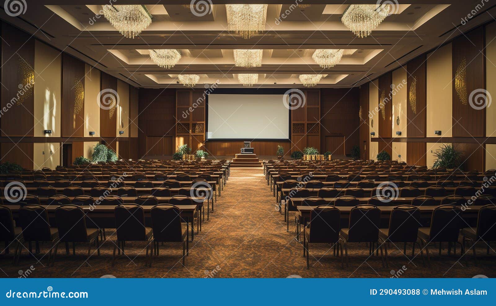 A Photo of an Event Venue Conference Hall with Classroom Setup Stock ...