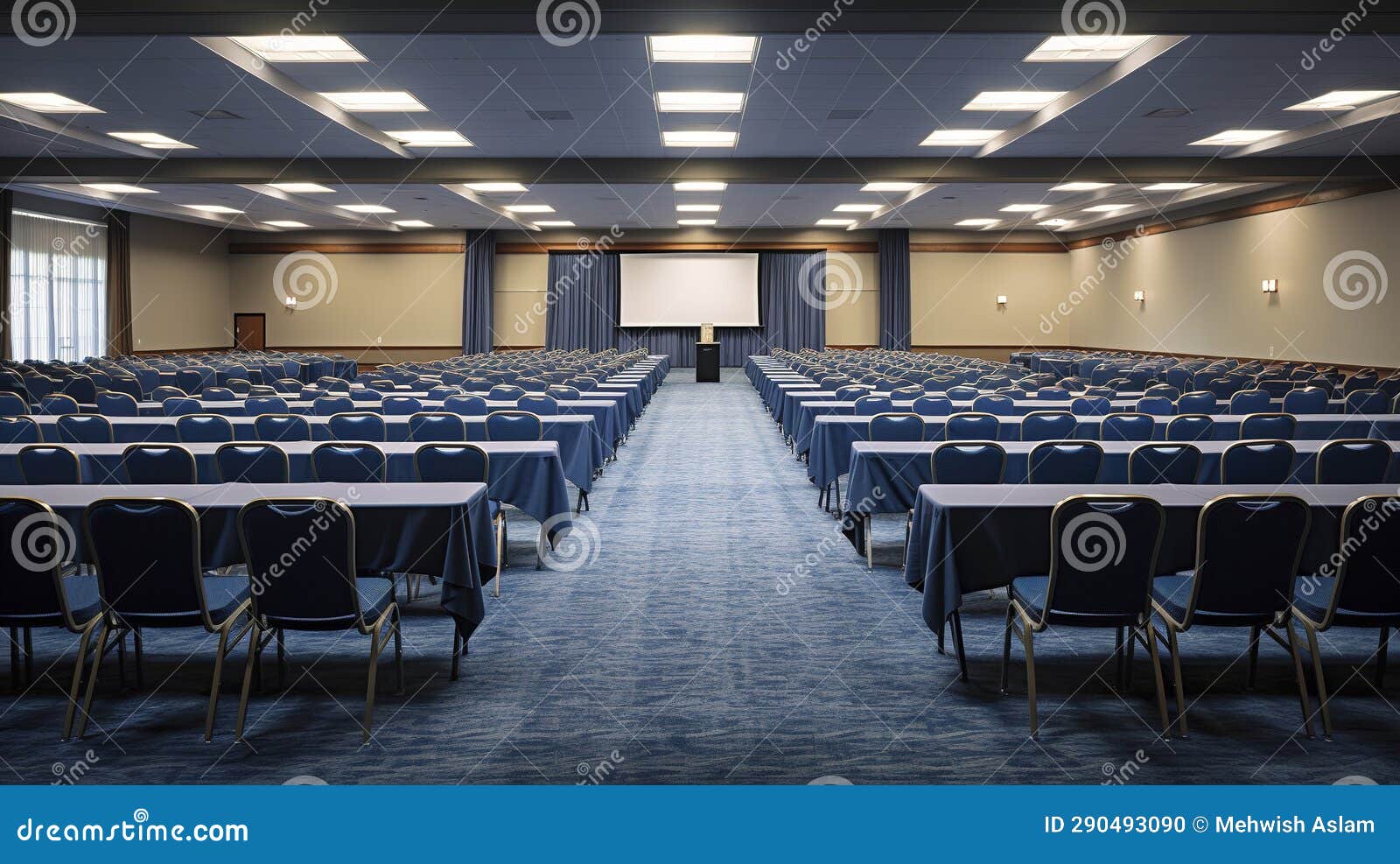 A Photo of an Event Venue Conference Hall with Classroom Setup Stock ...