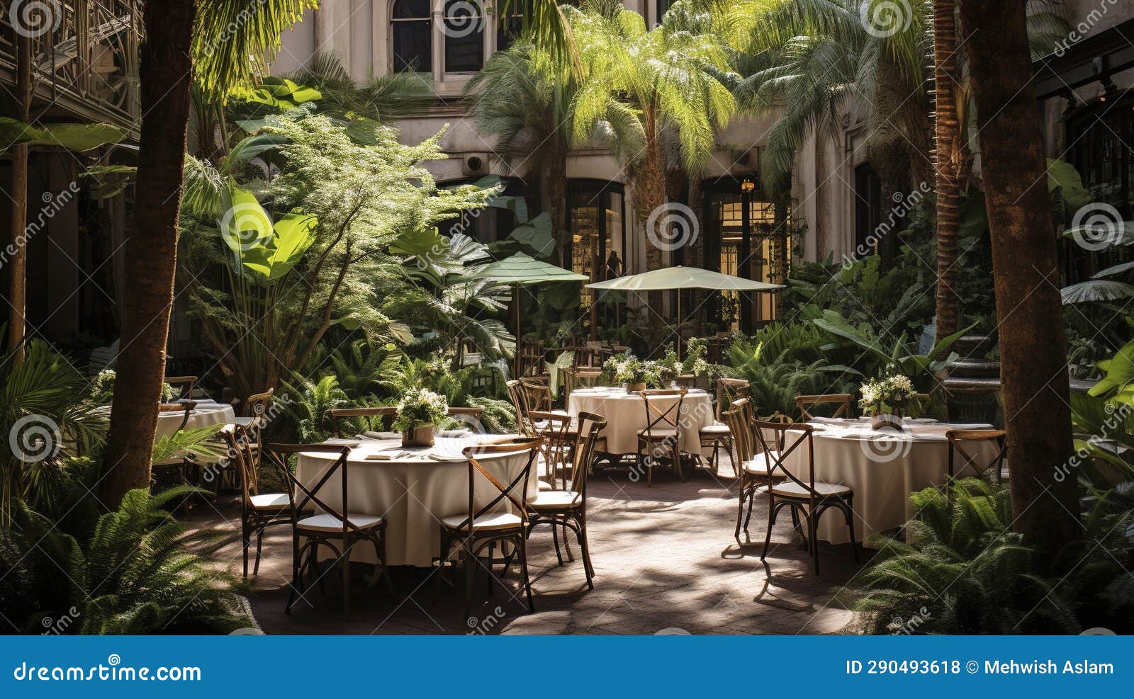 A Photo of an Event Venue Courtyard with Garden Seating Stock ...