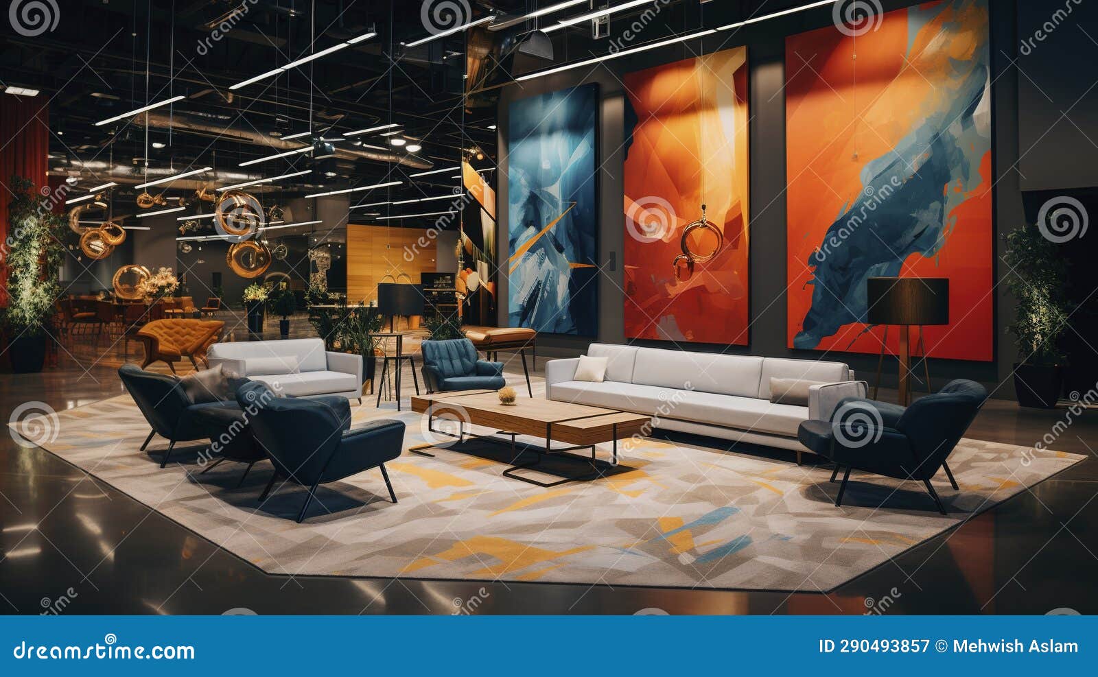A Photo of an Event Venue Lobby with Modern Seating Stock Illustration ...