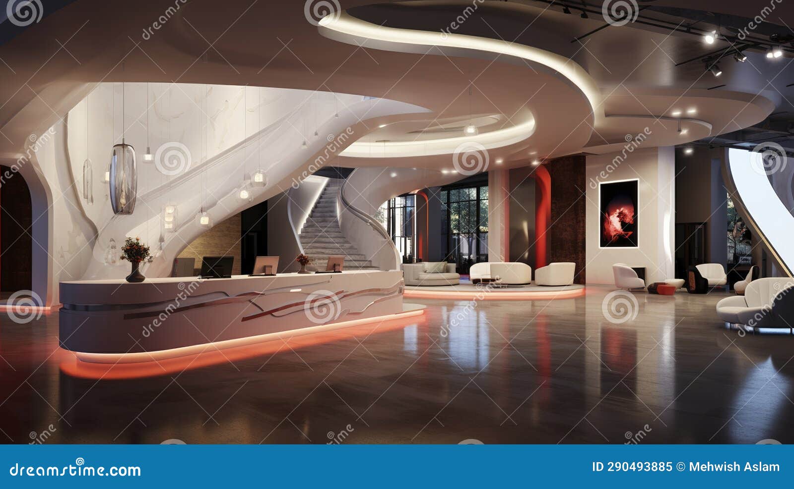 A Photo of an Event Venue Lobby with Reception Desk Stock Illustration ...