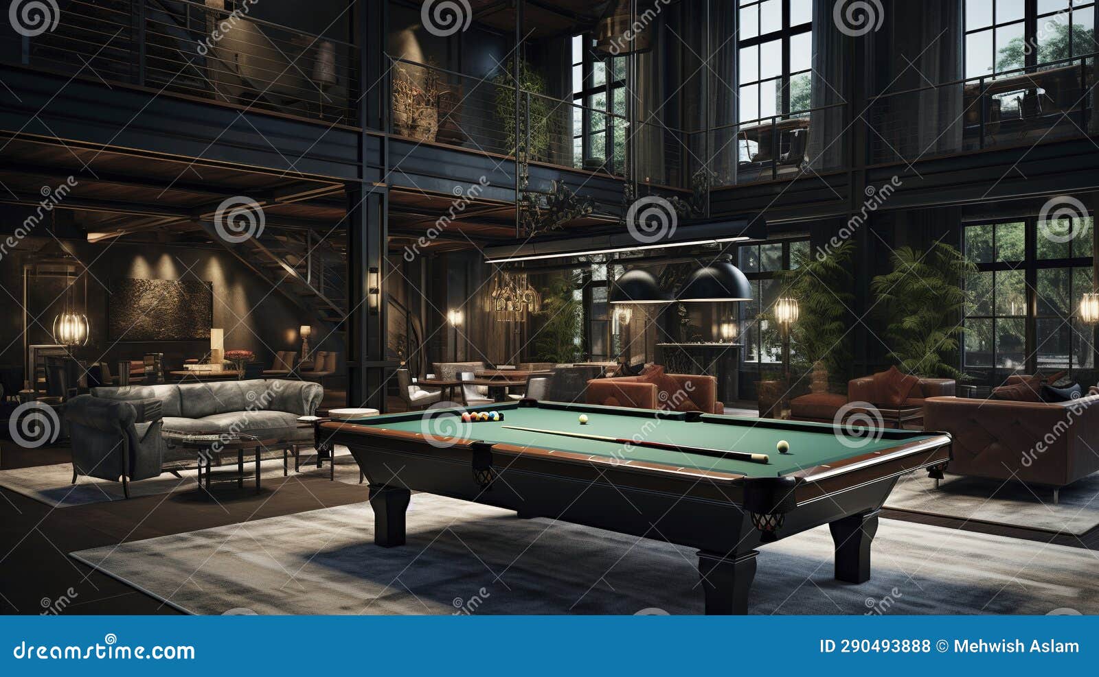 A Photo of an Event Venue Lounge Area with Billiard Table Stock ...