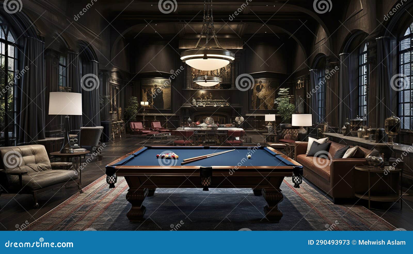 A Photo of an Event Venue Lounge Area with Billiard Table Stock ...