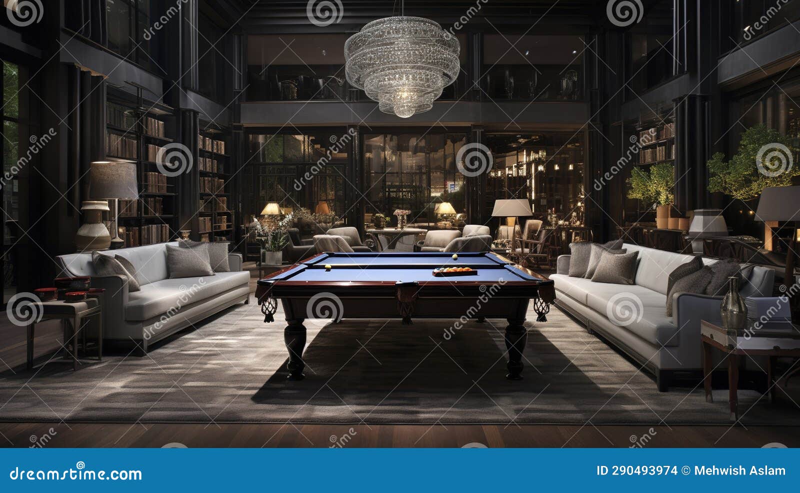 A Photo of an Event Venue Lounge Area with Billiard Table Stock ...