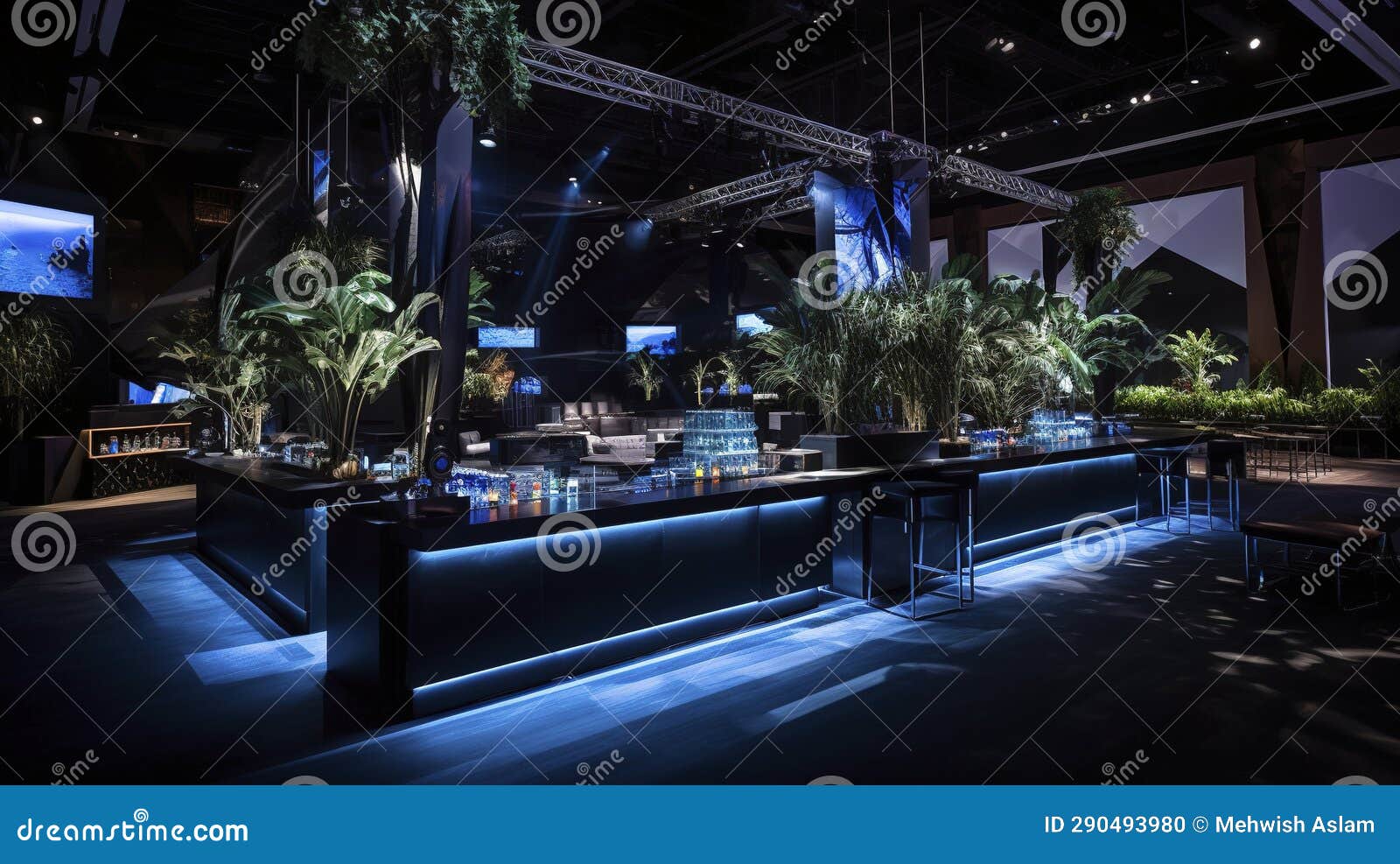 A Photo of an Event Venue Lounge Area with DJ Booth Stock Illustration ...