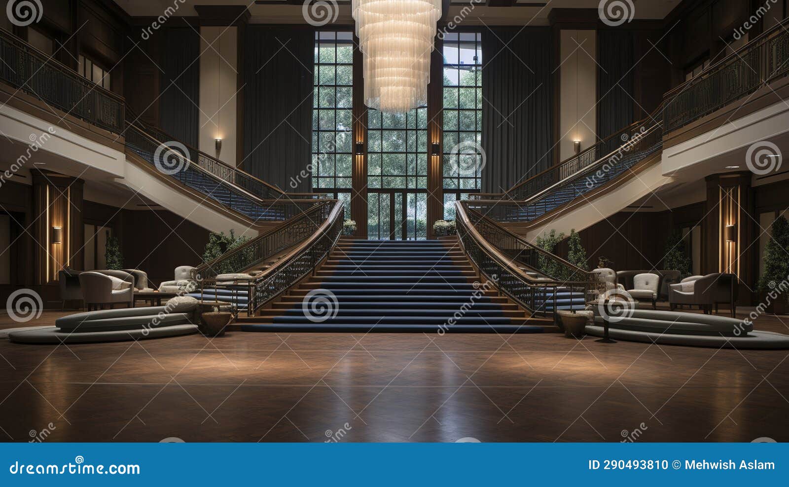 A Photo of an Event Venue Staircase with Elegant Railing Stock ...
