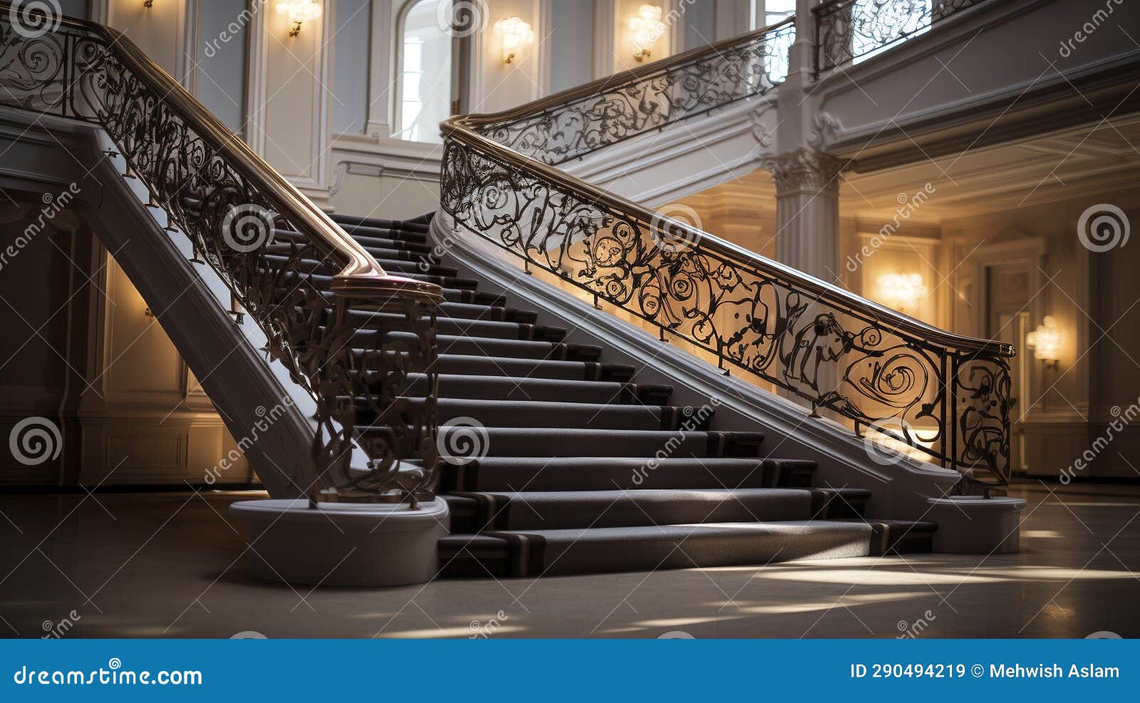 A Photo of an Event Venue Staircase with Elegant Railing Stock Image ...