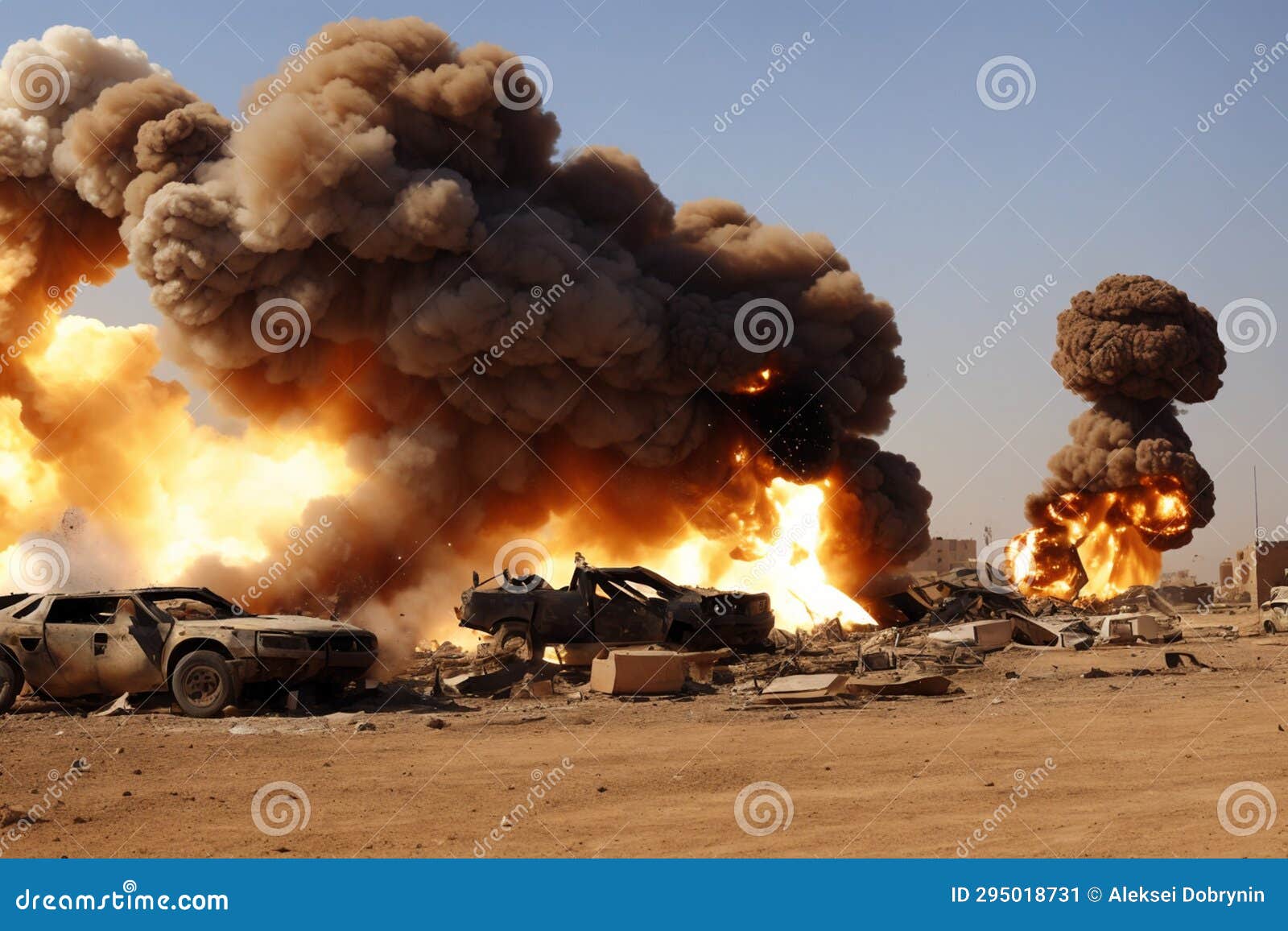 Photo of an Explosion at the Middle Eastern Battle Field Stock Image ...