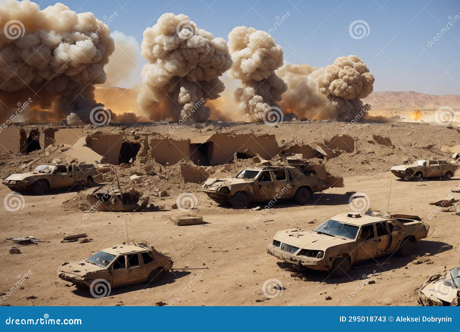 Photo of an Explosion at the Middle Eastern Battle Field Stock Image ...