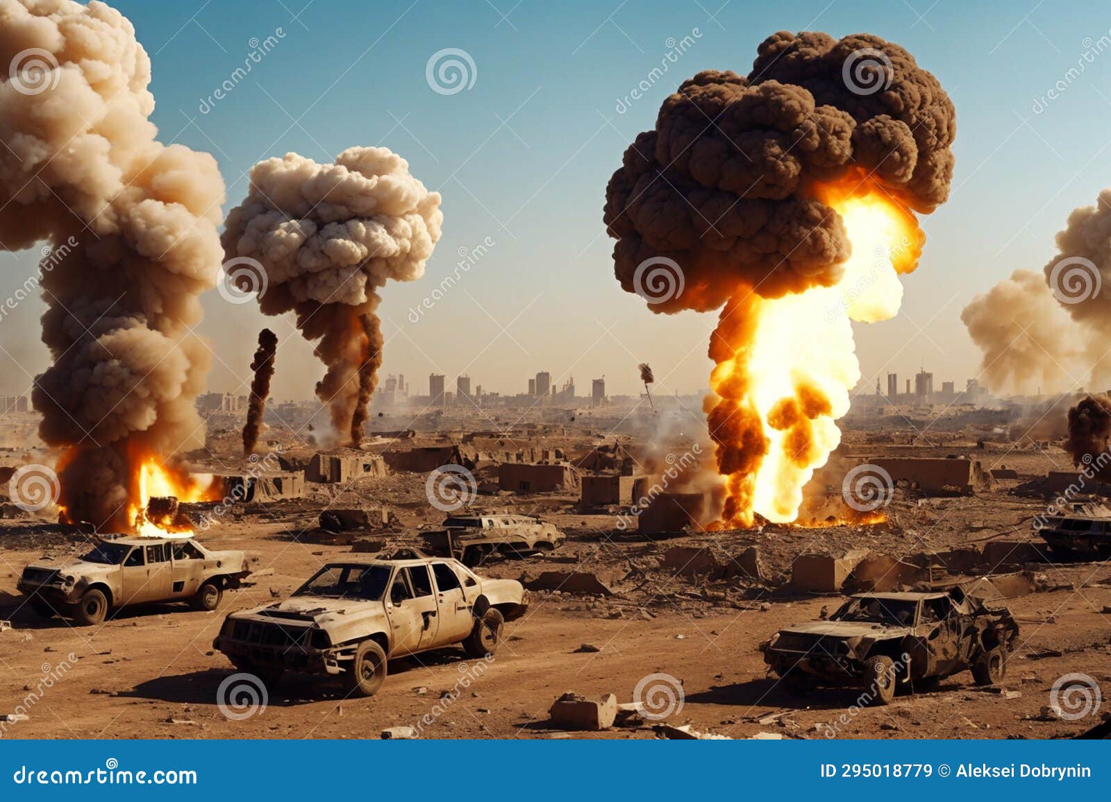 Photo of an Explosion at the Middle Eastern Battle Field Stock Image ...
