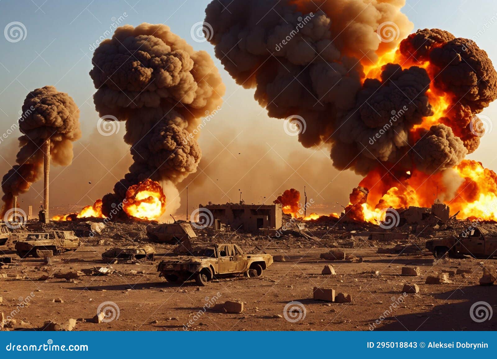 Photo of an Explosion at the Middle Eastern Battle Field Stock Image ...