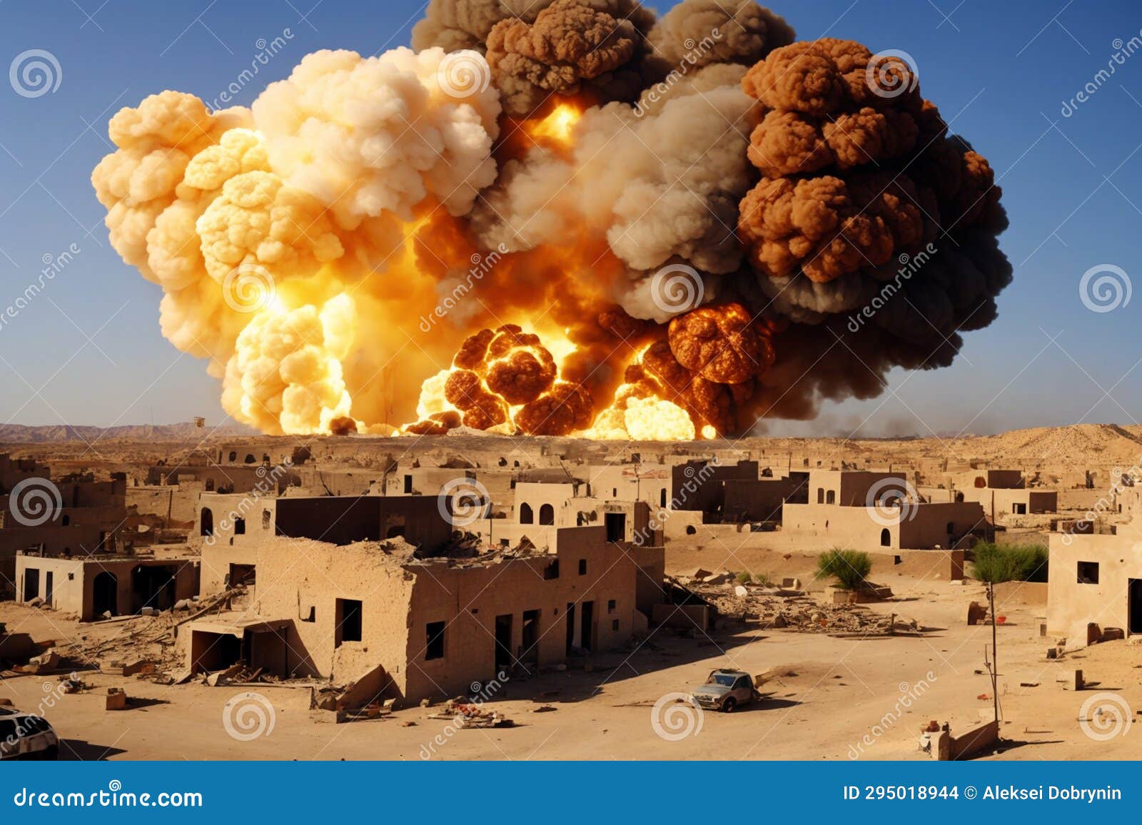 Photo of an Explosion at the Middle East Stock Illustration ...