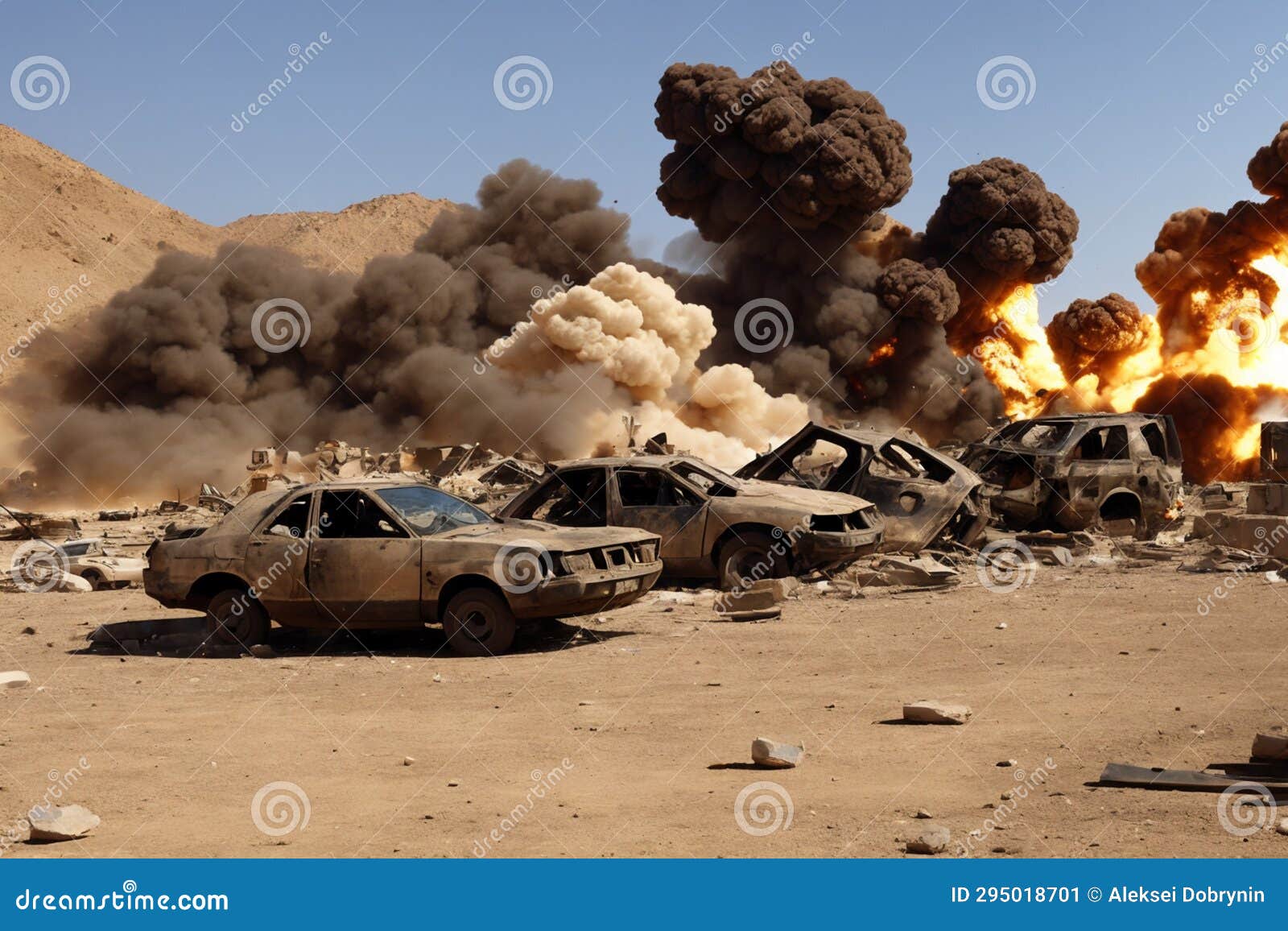 Photo of an Explosion at the Middle Eastern Battle Field Stock Image ...