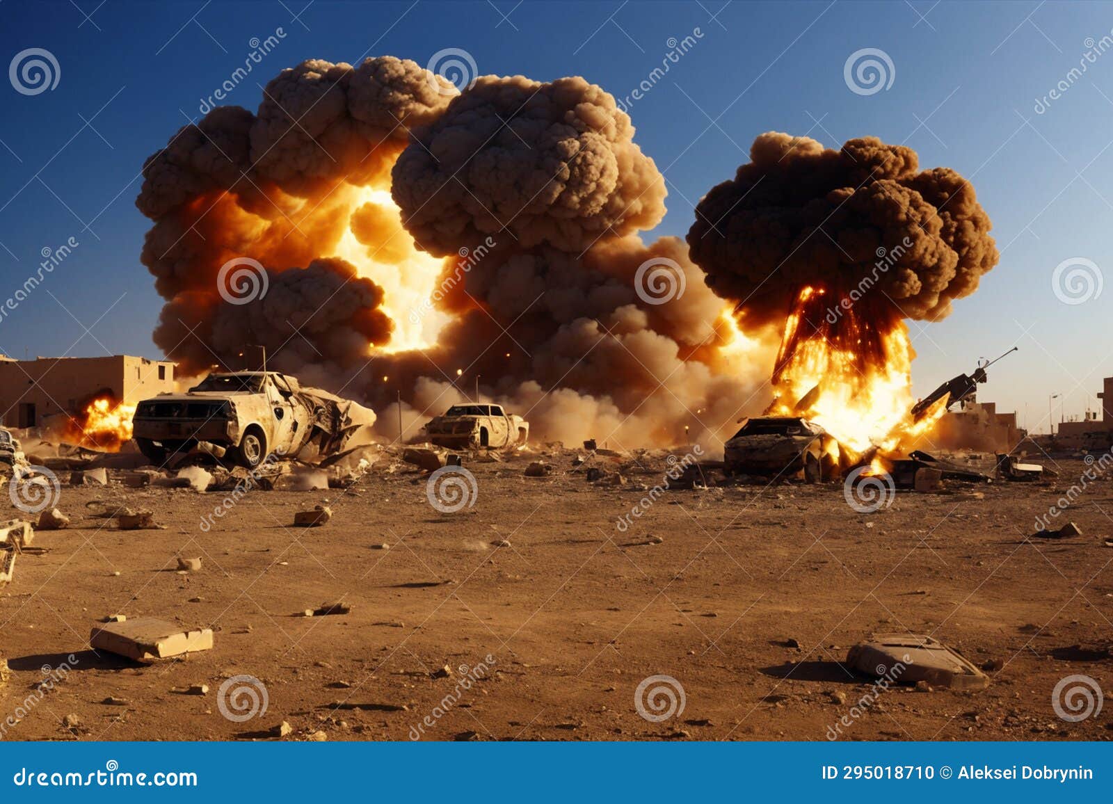Photo of an Explosion at the Middle Eastern Battle Field Stock ...