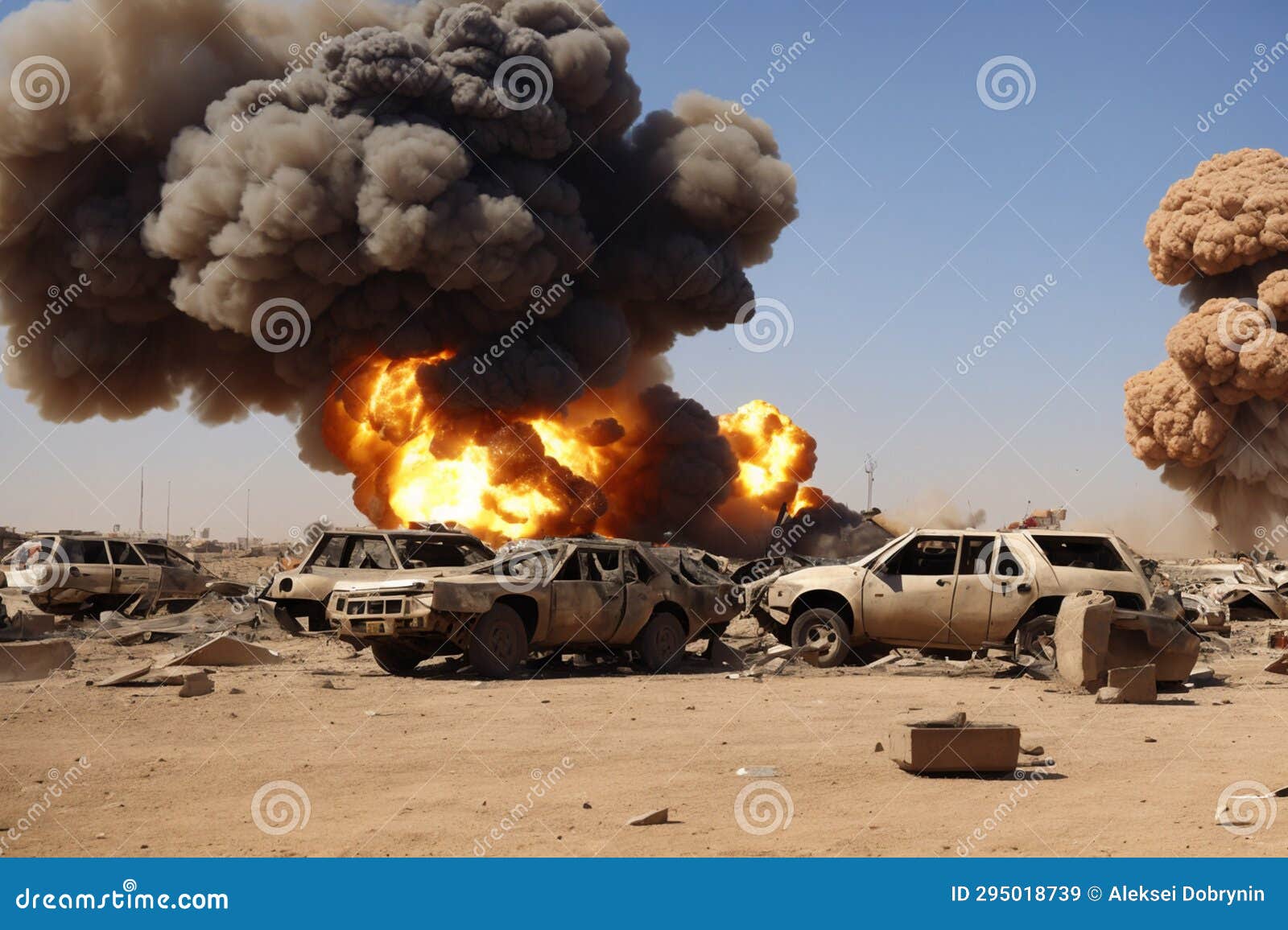 Photo of an Explosion at the Middle Eastern Battle Field Stock Image ...