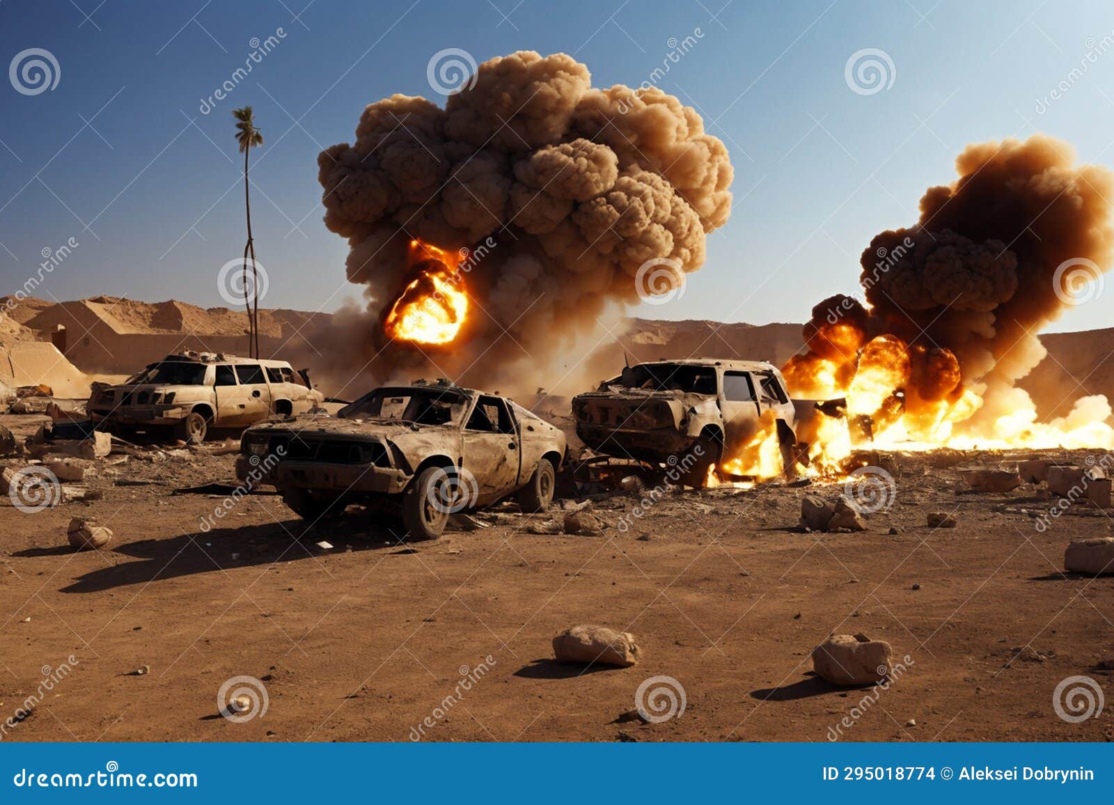 Photo of an Explosion at the Middle Eastern Battle Field Stock ...
