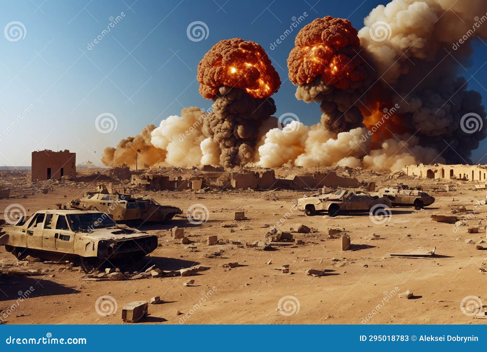 Photo of an Explosion at the Middle Eastern Battle Field Stock Image ...