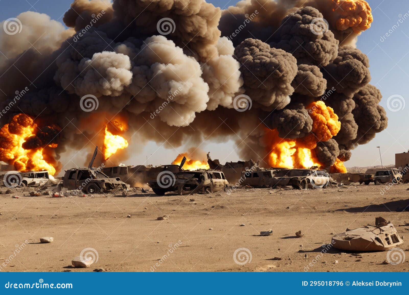 Photo of an Explosion at the Middle Eastern Battle Field Stock Photo ...