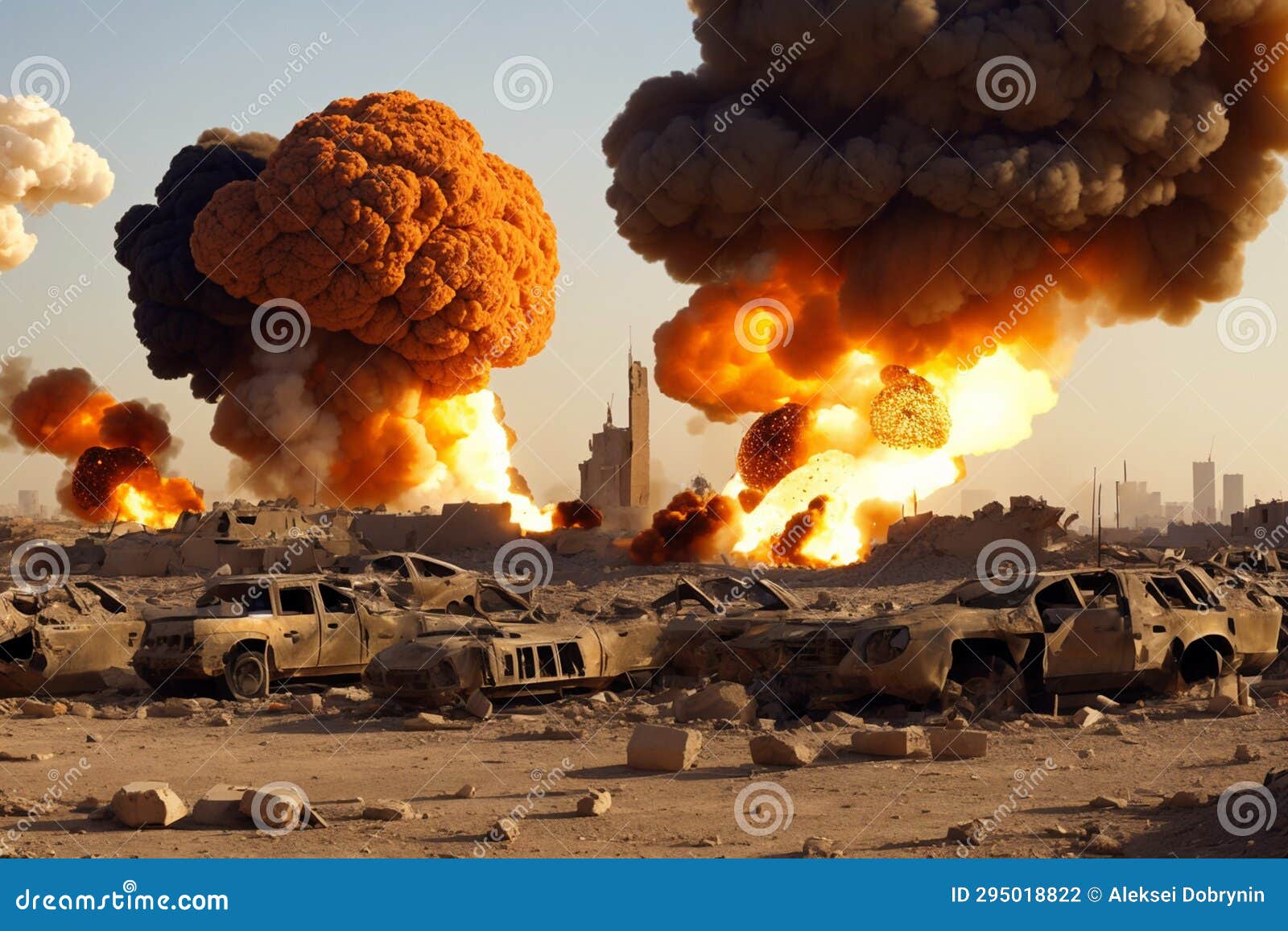 Photo of an Explosion at the Middle Eastern Battle Field Stock ...
