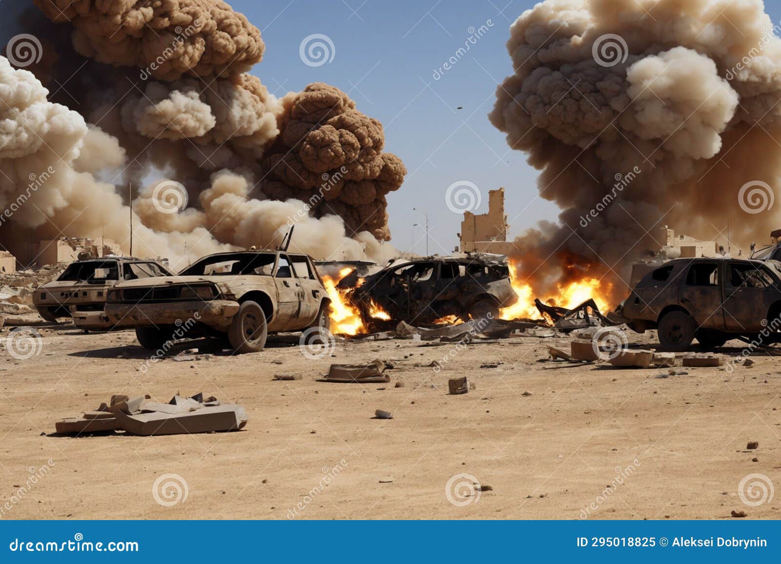 Photo of an Explosion at the Middle Eastern Battle Field Stock Image ...