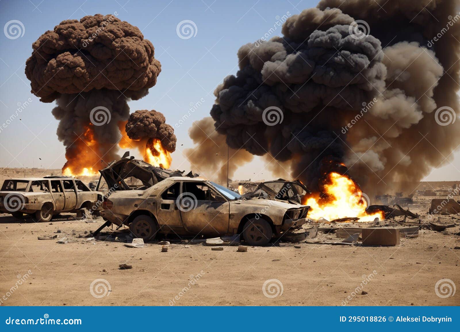 Photo of an Explosion at the Middle Eastern Battle Field Stock ...