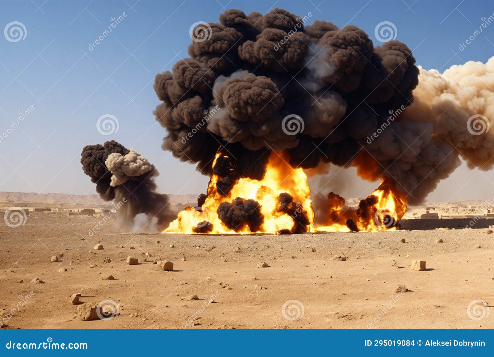 Photo of an Explosion at the Middle Eastern Battle Field Stock ...