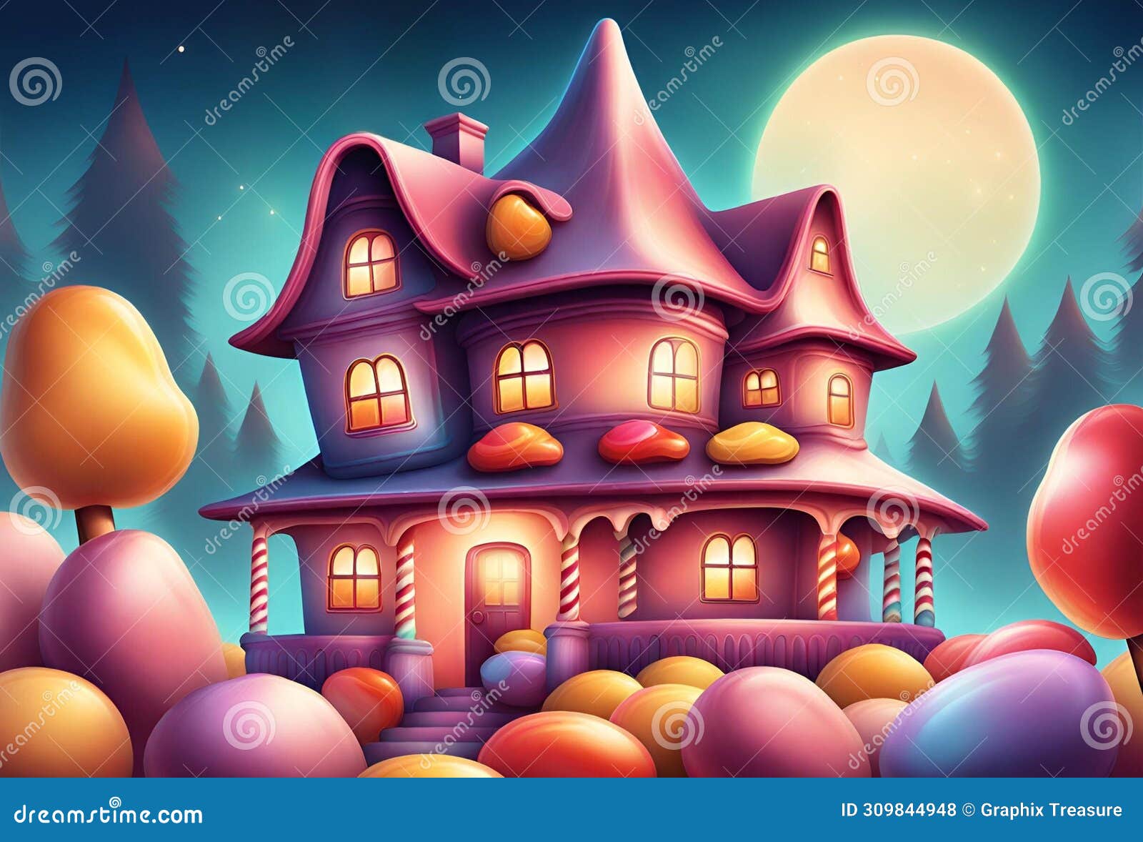 Photo Fantastic Magic House Illustration Generative AI Stock ...