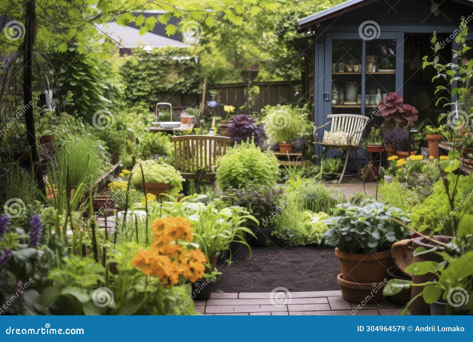 A Vibrant Garden Filled with a Wide Variety of Plants Stock Image ...